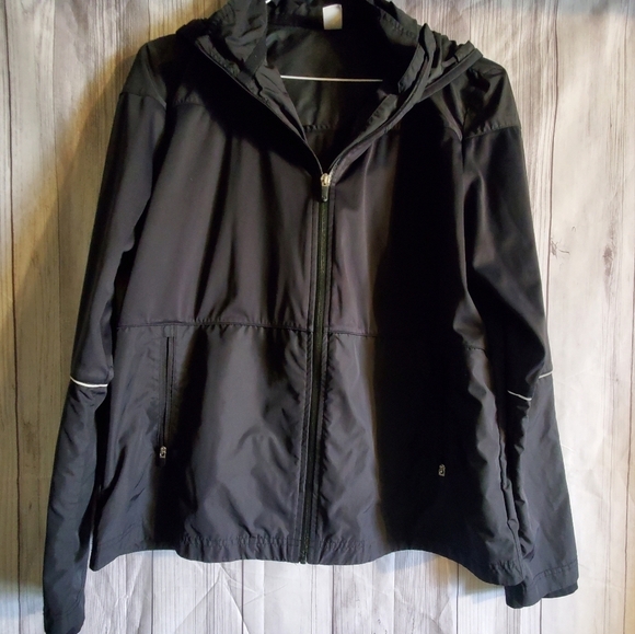 GAP | Jackets & Coats | Gap Fit Zip Up Hooded Athletic Jacket Black Sz ...